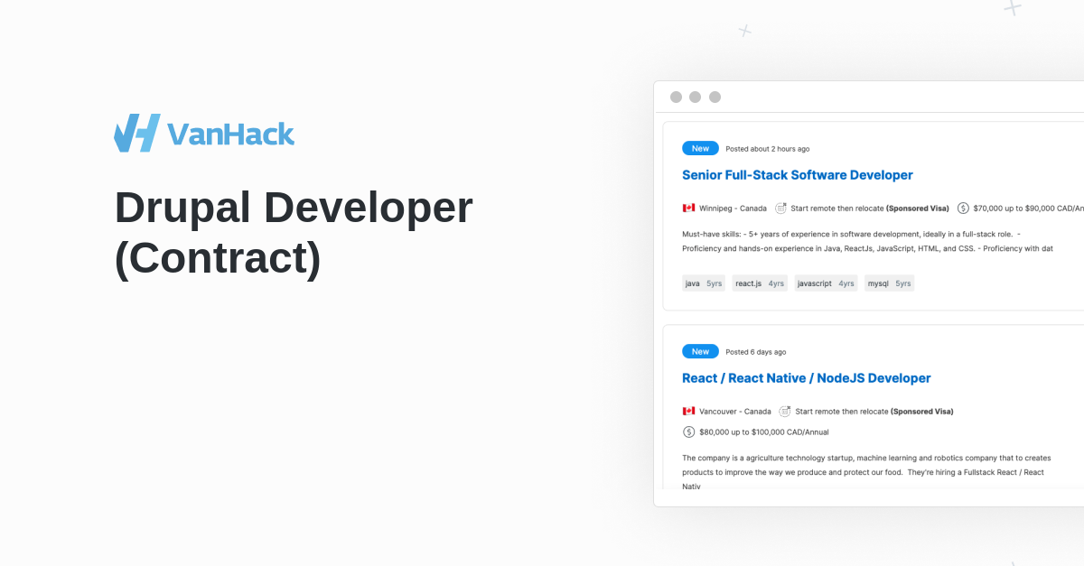 Drupal Developer (Contract) - VanHack